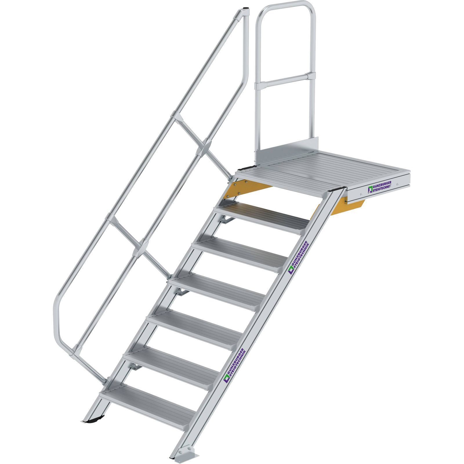 Günzburger Steigtechnik Treppe mit Plattform 45° Stufenbreite 800 mm 7 ...