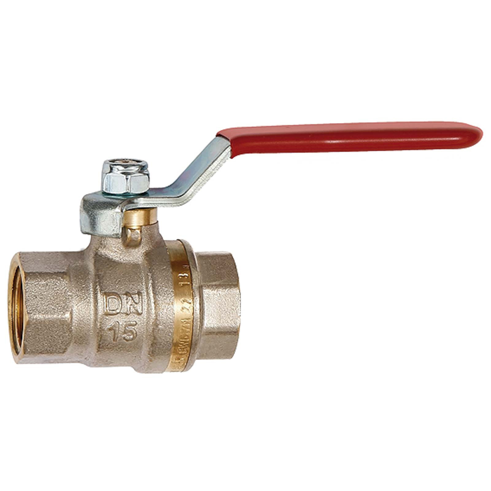 Riegler Kugelhahn Standardausführung roter Hebel IG/IG Messing vernickelt G 1 - 103171